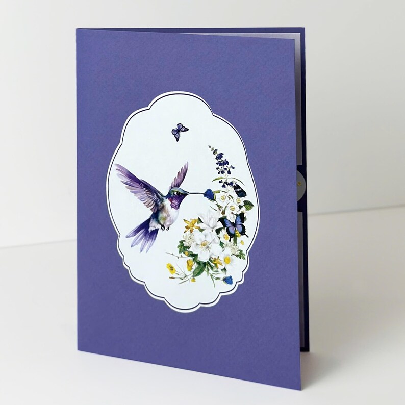 Handmade 3D Hummingbird Sympathy Card, Floral Pop up Condolence Card ...