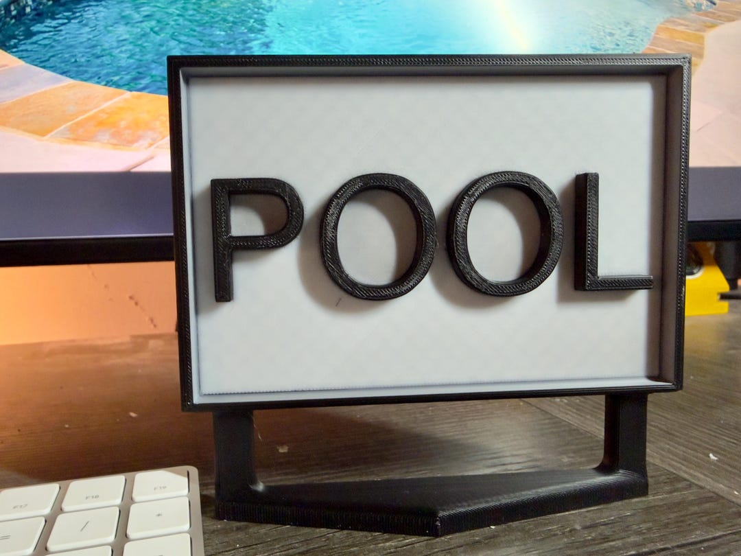 Retro Pool Desk Sign | Minimal Black & White Desk Decor | Movie ...
