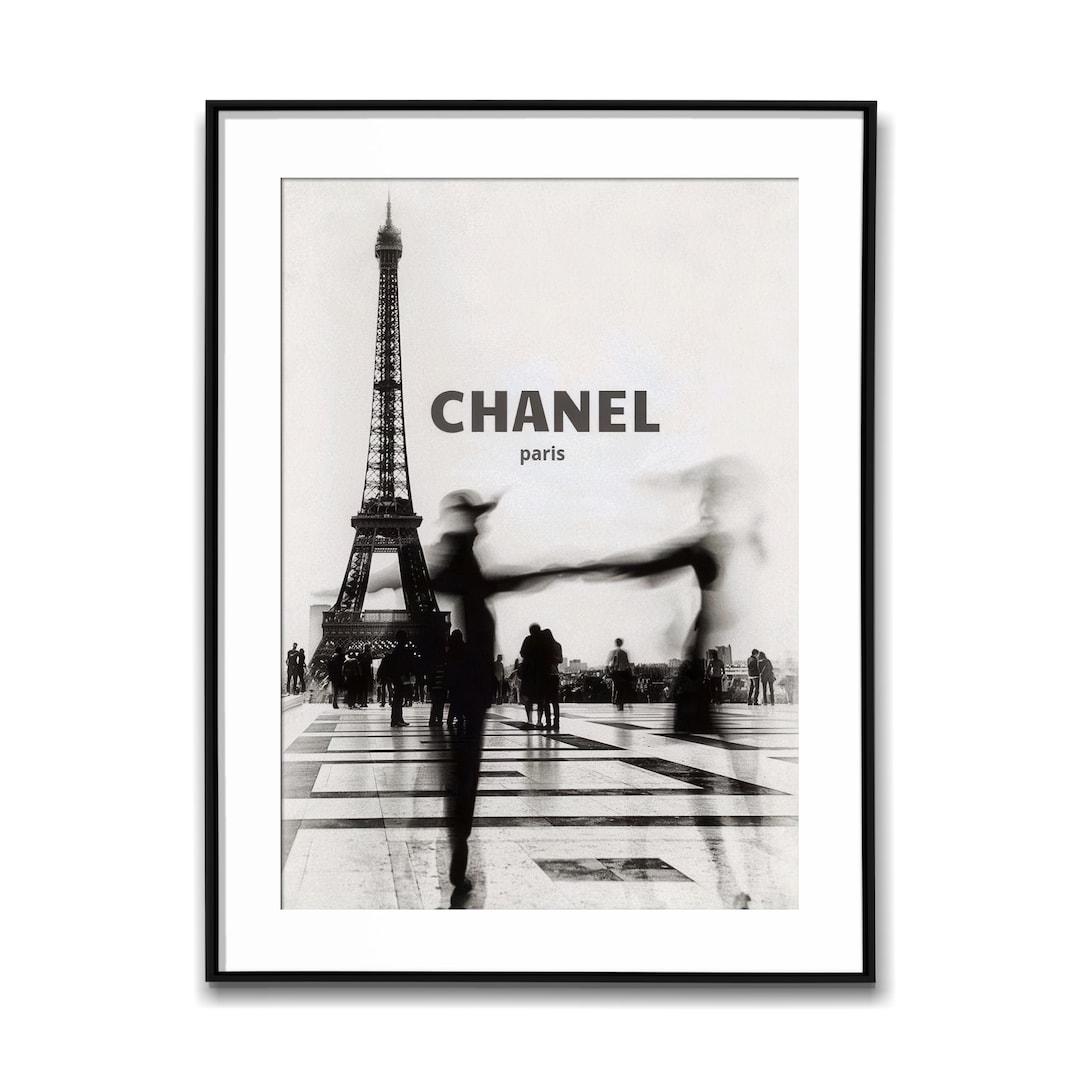 CHANEL Paris With Eiffel Tower; Black & White Wall Art Poster, Vintage ...