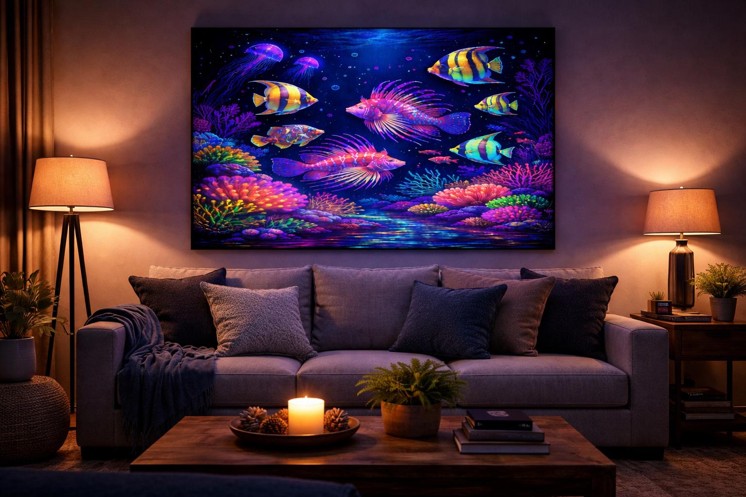 Bioluminescent Tropical Fish Wall Art – Glow-inspired Ocean Digital ...