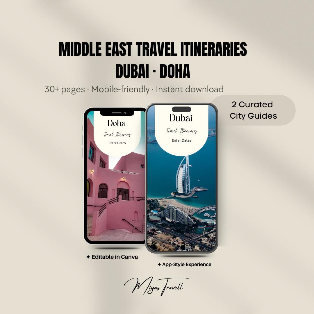 Middle East Travel Itinerary Bundle Dubai Doha Digital Travel Planner ...