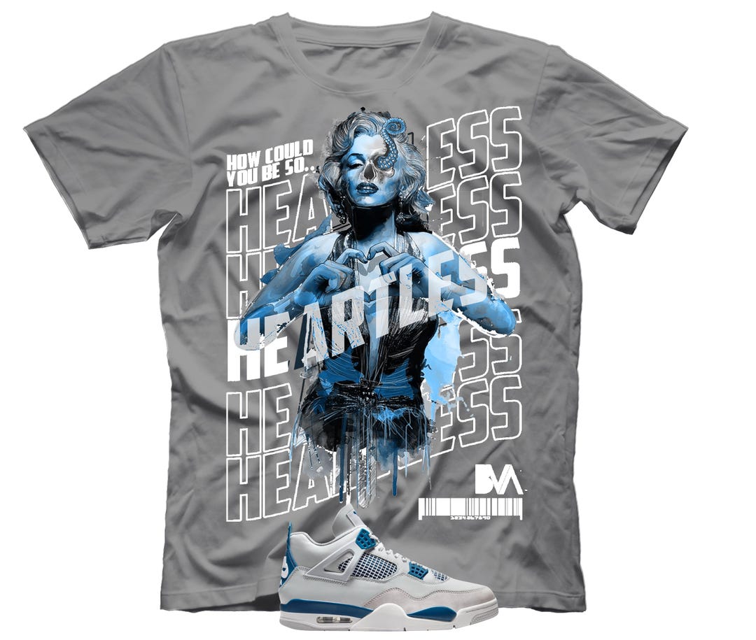 Heartless Oversize Tee Air Jordan 4 Military Blue 2024 - Etsy
