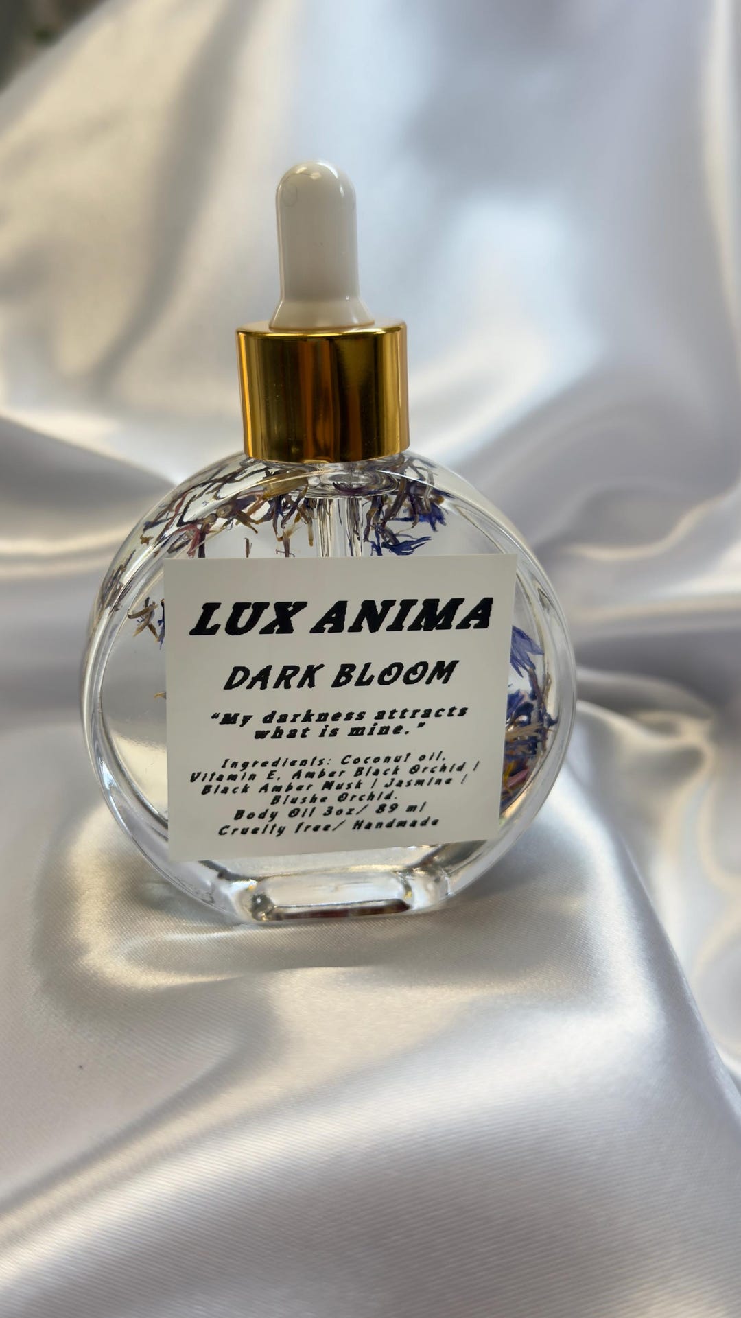Dark Bloom - Lux Anima 3 Oz Botanical Body Oil – Handmade Petal-infused ...