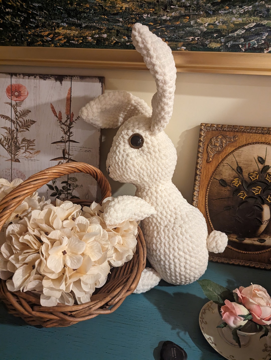 Fuzzy White Rabbit Plush Bunny - Etsy