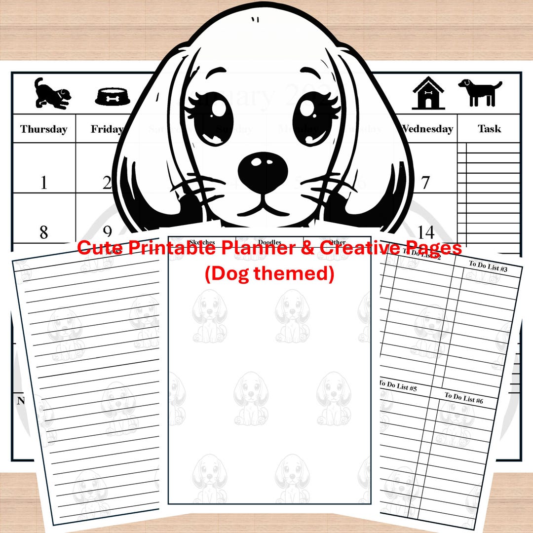 Dog-themed Printable Planner – Calendar, To-do Lists, Sketch Pages ...