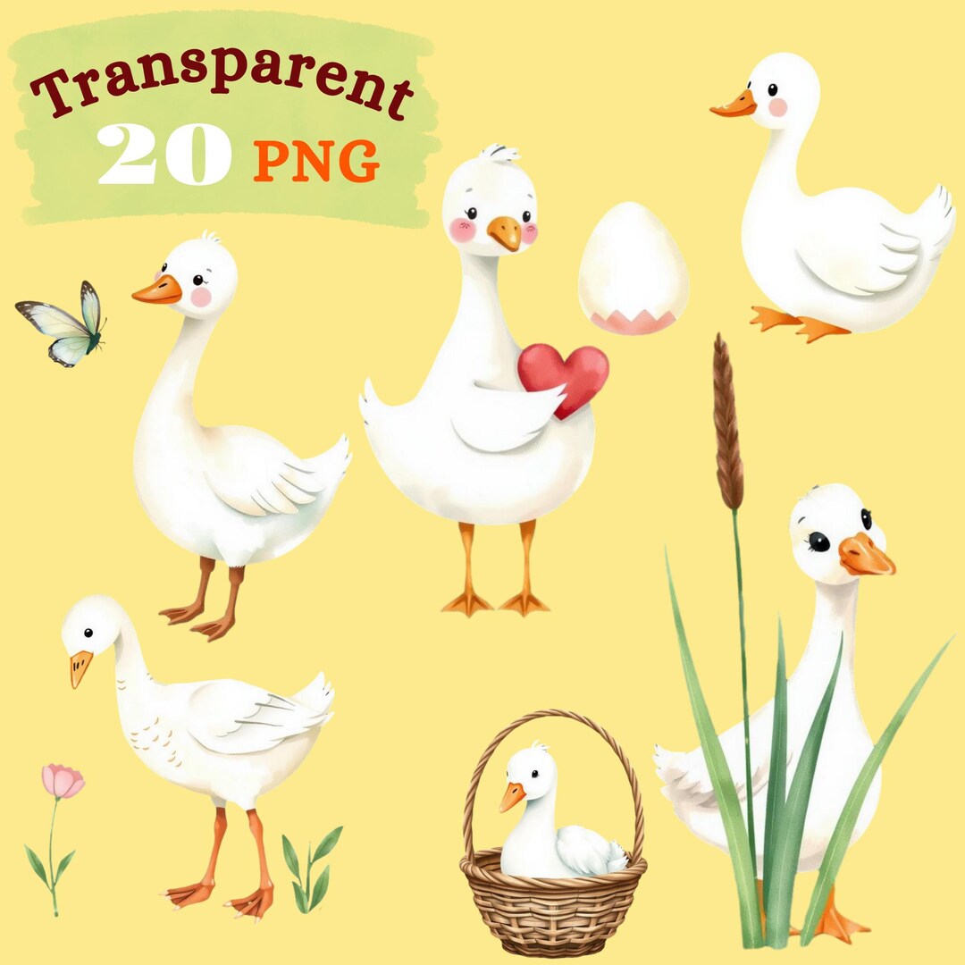 Watercolor Goose Clipart, Rustic Nursery Art (PNG Digital Download) - Etsy