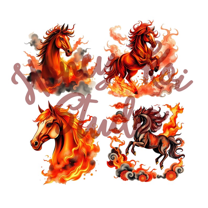15 Fire Horse PNG, Chinese Zodiac Horse, Flaming Horse Watercolor ...