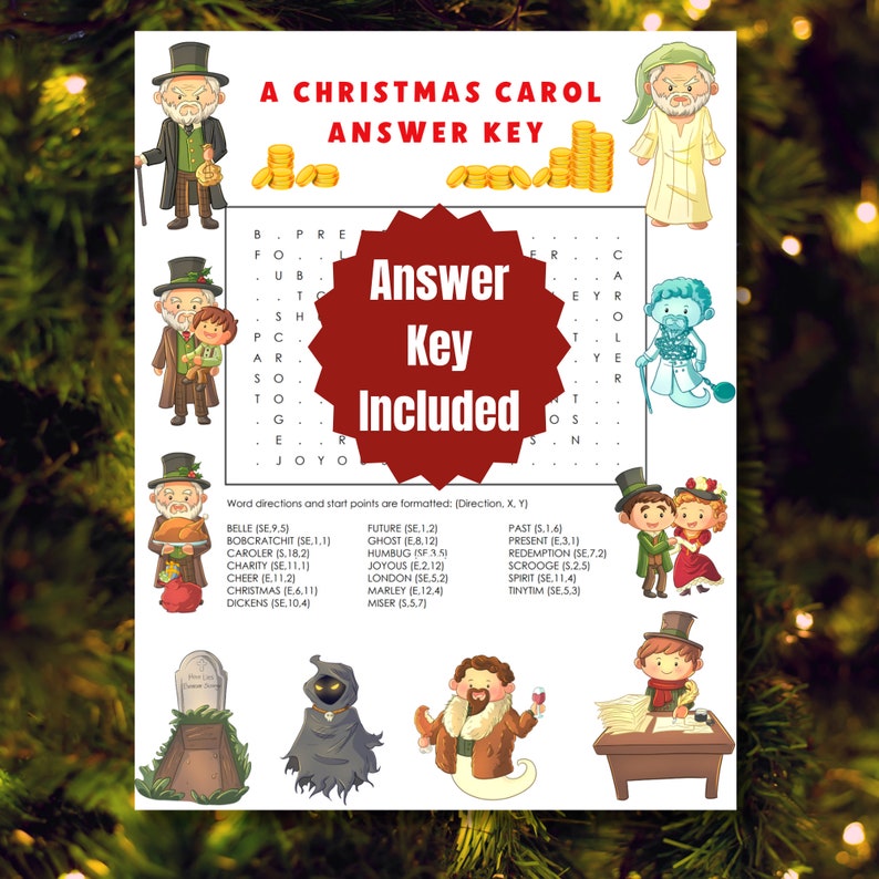 Christmas Word Search, A Christmas Carol Scrooge, Puzzle Activity, Word ...
