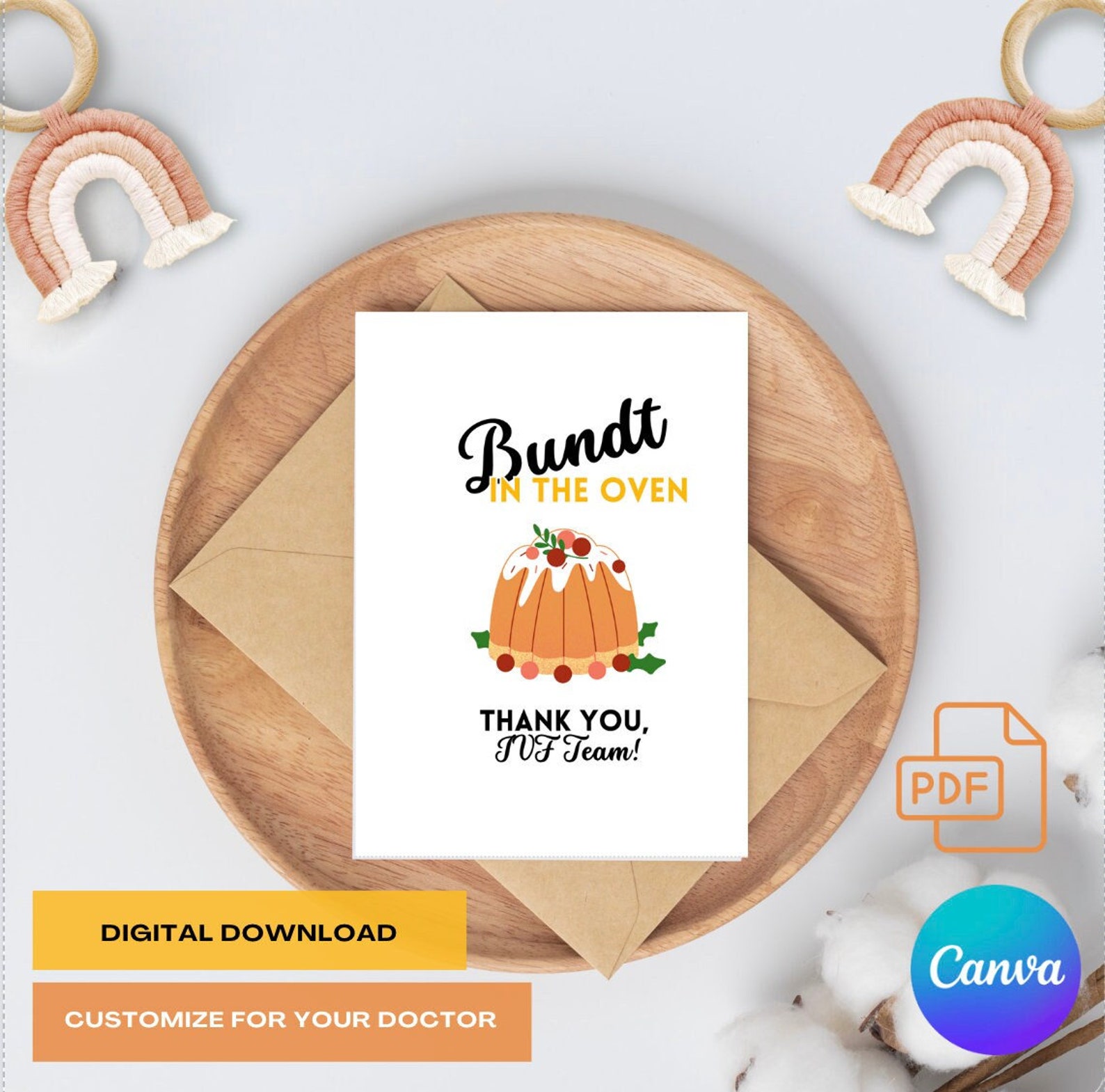 IVF Doctor Thank You Card, Pregnancy Announcement Gift, in Vitro Clinic ...