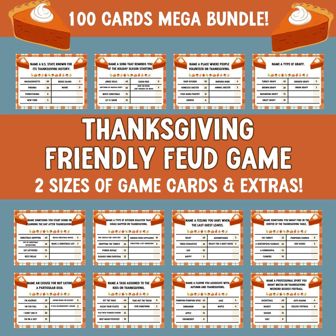 Thanksgiving Friendly Feud Game for Adults & Kids: Fall Trivia Feud ...