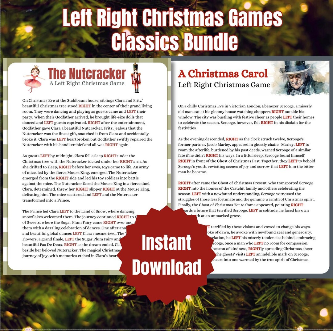 Left Right Christmas Game Bundle, Nutcracker Ballet Scrooge A Christmas ...