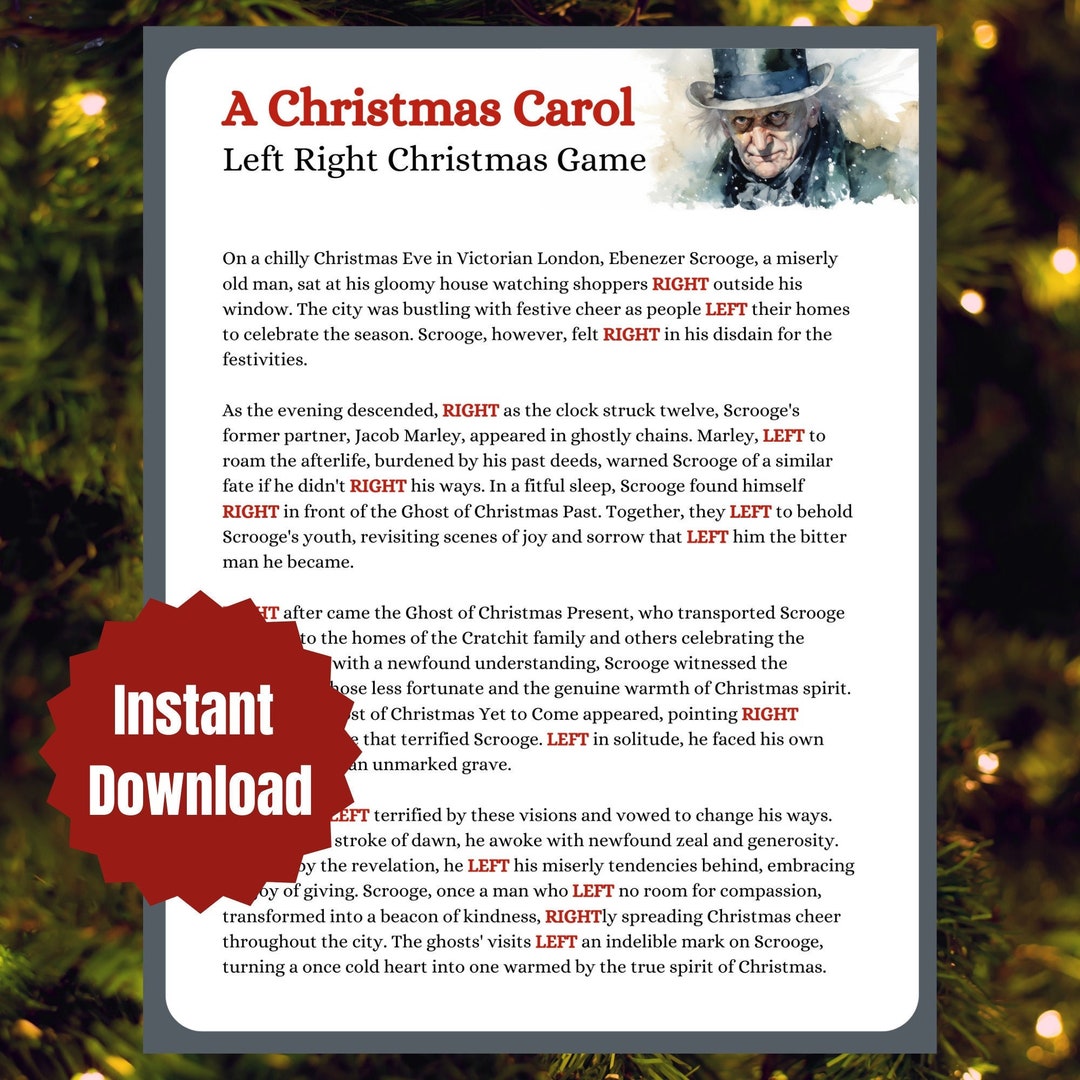 Left Right Christmas Game, A Christmas Carol Scrooge, Right Left Gift ...