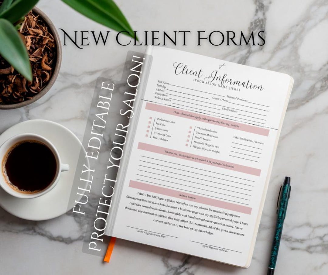 Editable Hair Stylist Client Intake Form & Liability Waiver Template ...