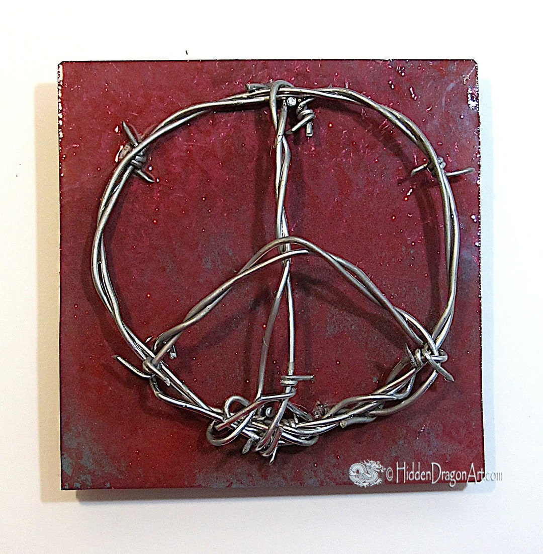 Peace Sign, Metal & Barb Wire, 3D Wall Art, Home Decor, Gift, Unique ...