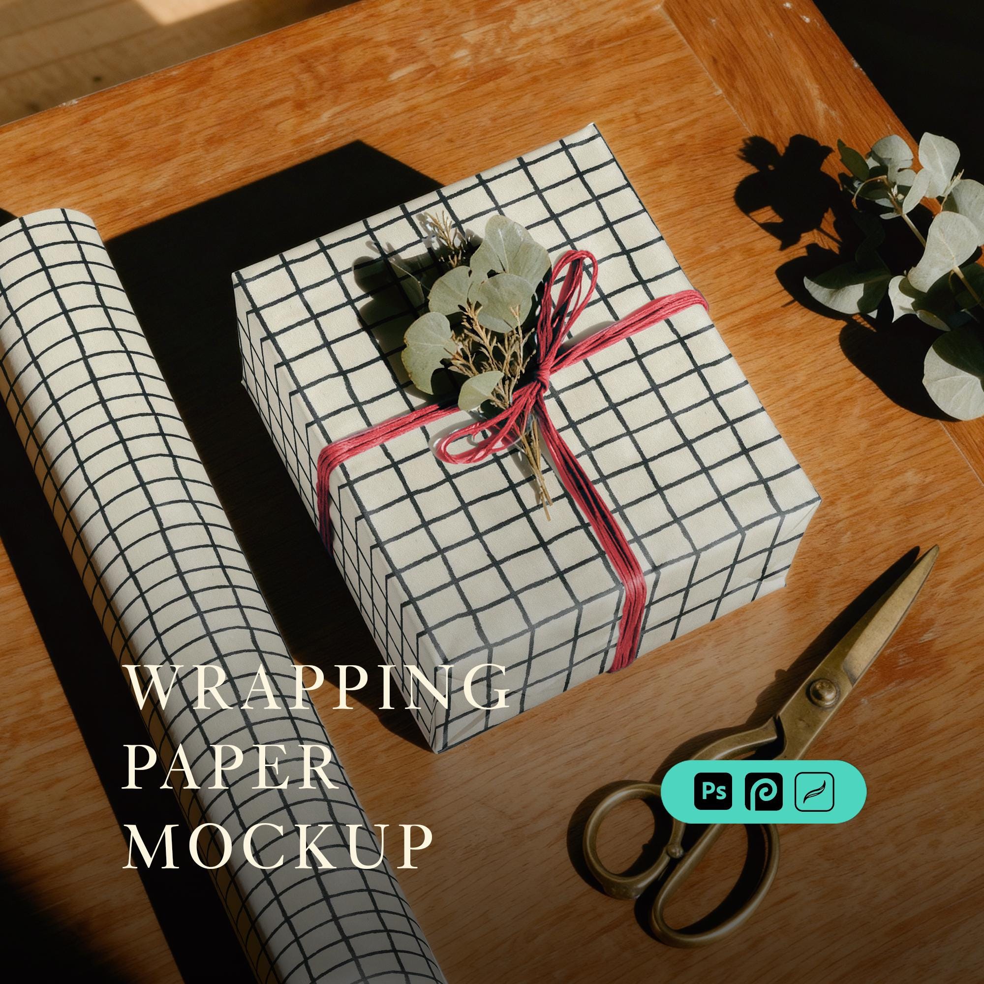 Gift Wrap Mockup PSD Editable | Wrapping Paper Template Smart Object ...