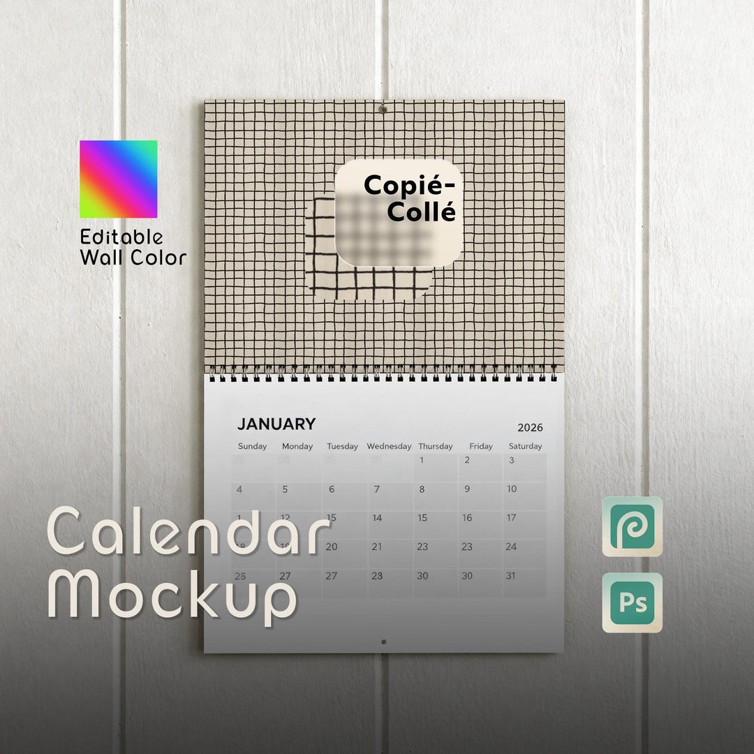 Wall Calendar Mockup PSD | Editable Plank Wall (digital Download) - Etsy