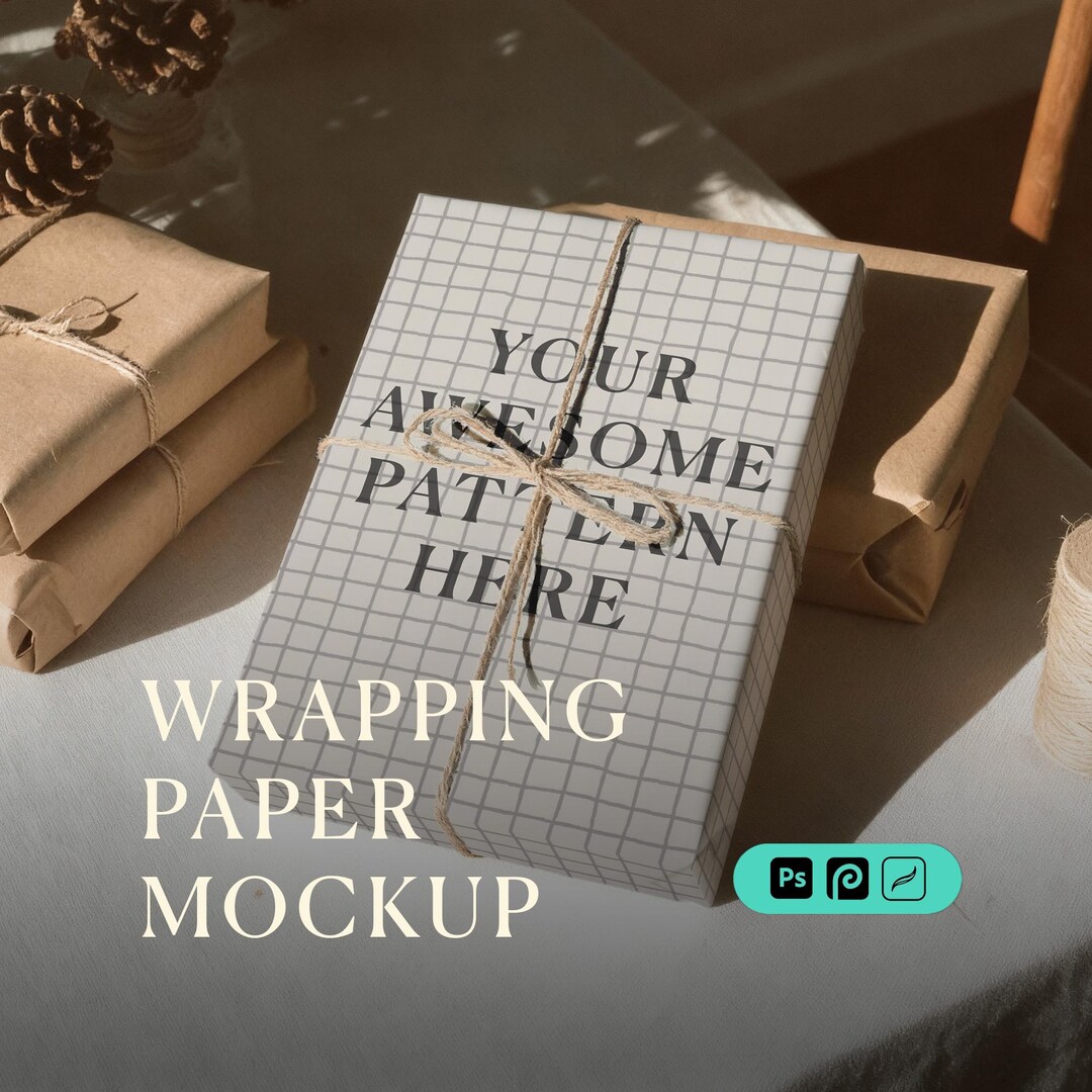 Wrapping Paper Mockup: Realistic PSD Template With Smart Object - Etsy