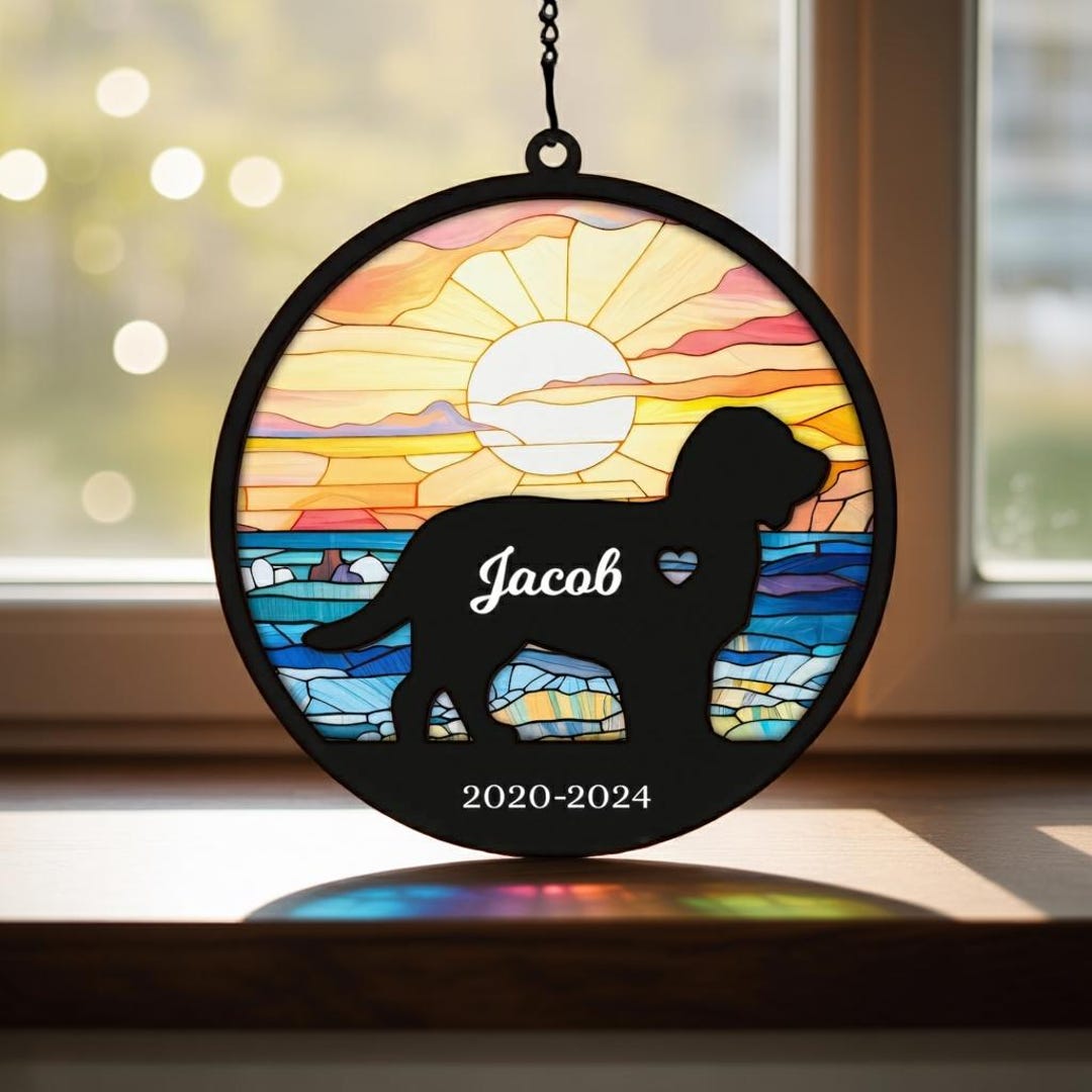 Custom Glass Dog Memorial Suncatcher Loss of Dog Gift Personalized Pet ...