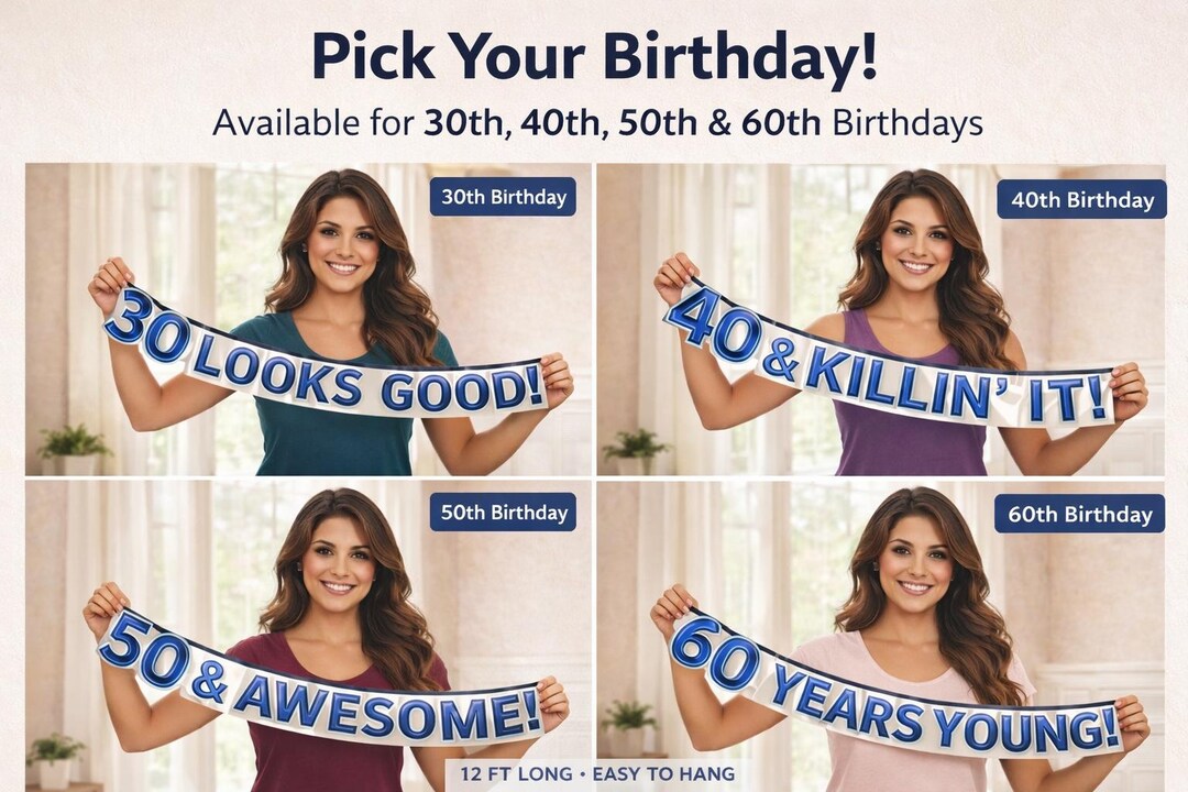 Milestone Birthday Banner | Jumbo 12ft Party Decoration - Etsy