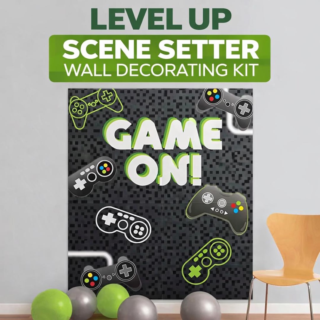 Gamer Party Backdrop – Level up Scene Setter, Video Game Theme (4.6x6 ...
