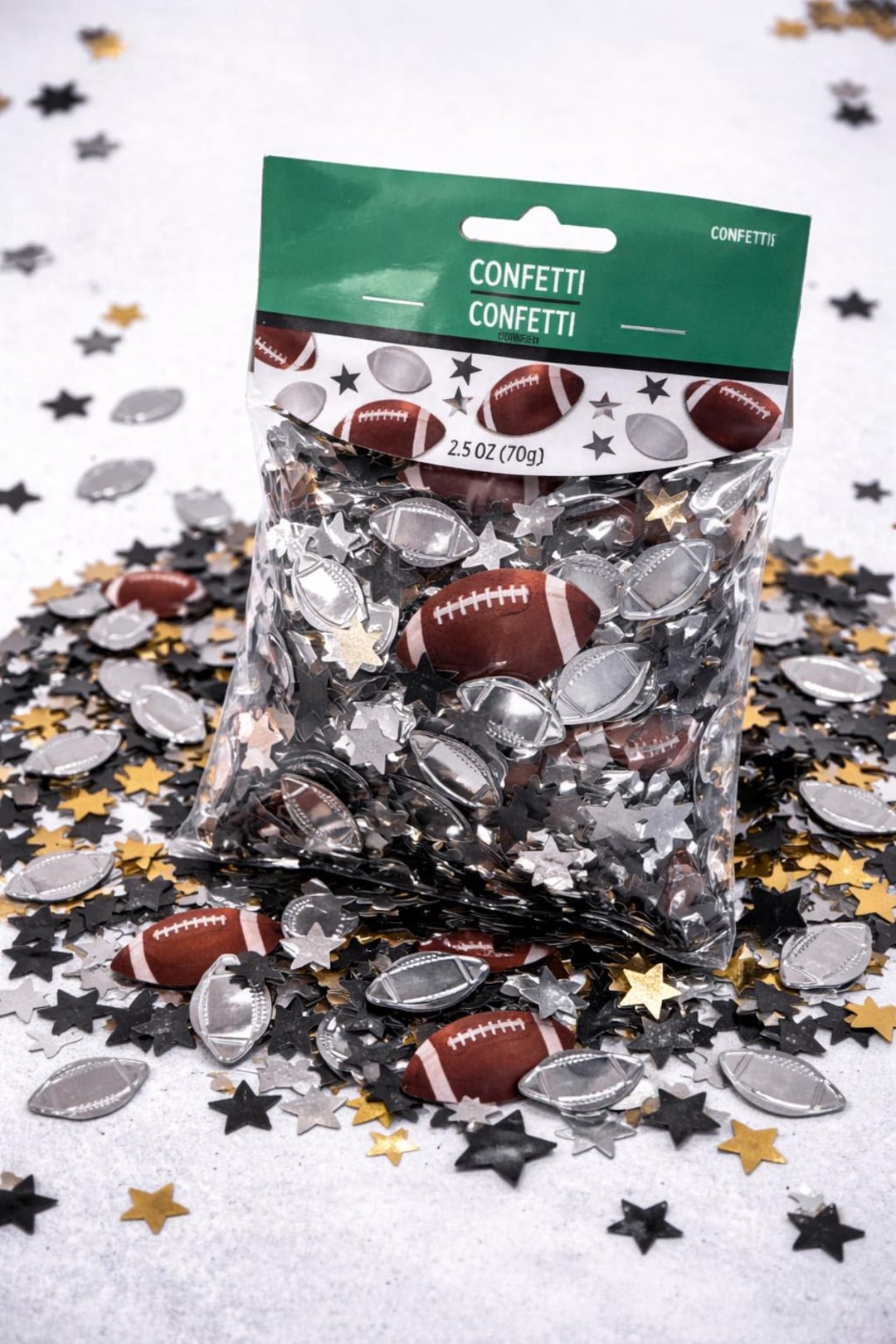 Football Party Confetti | Silver, Black & Brown Sports Decor - Etsy