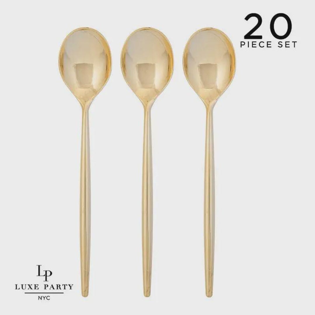 Gold Plastic Spoons – Luxe Matrix Style Disposable Spoons | Elegant ...