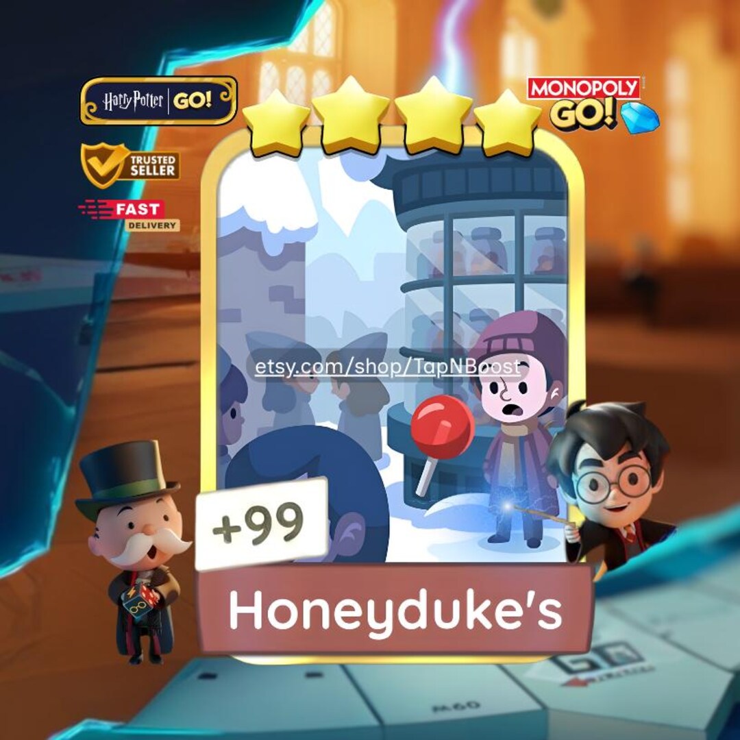 Monopoly GO Stickers Honeyduke's Set 18, 4-star Golden Blitz - Instant ...