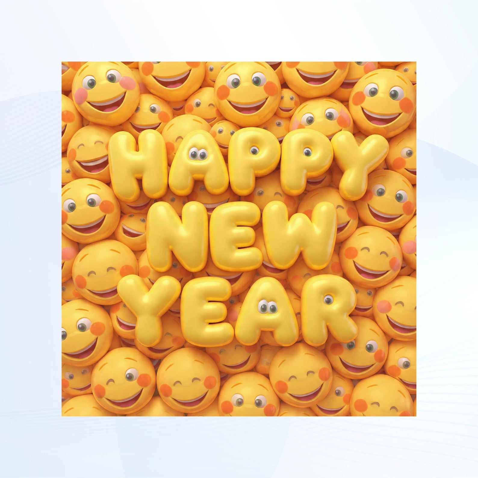 Happy New Year 2026 5x5 Postcard – Smiley Face Digital Download ...
