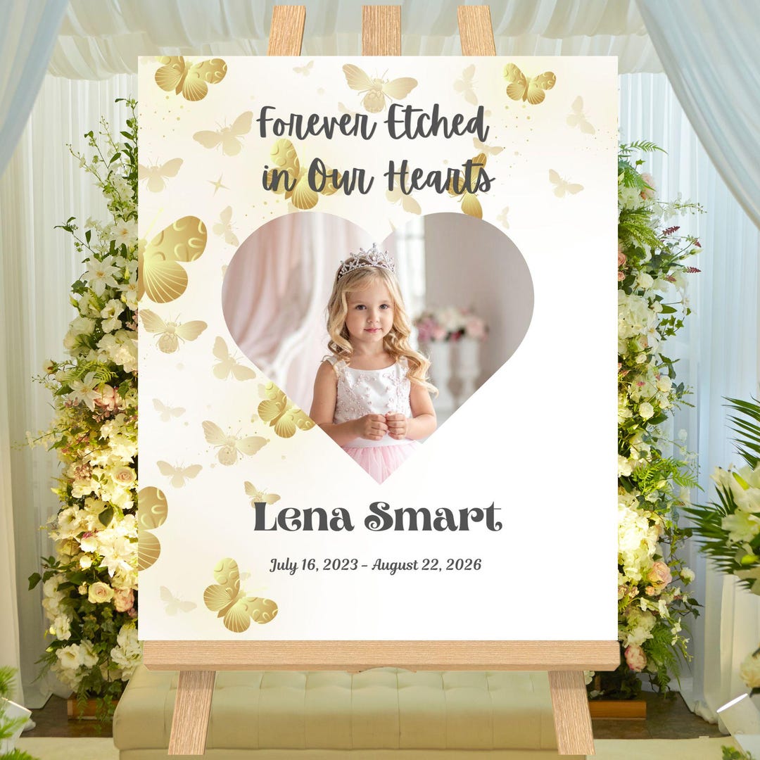 Memorial Welcome Sign With Photo | Funeral Keepsake Card (digital ...