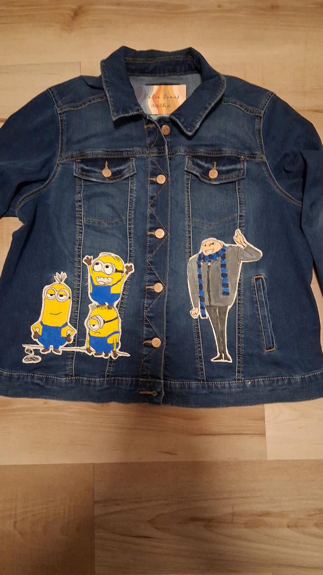 The Minions - Hand Painted and Embroderied Jeans Jacket, Size Women Xl ...