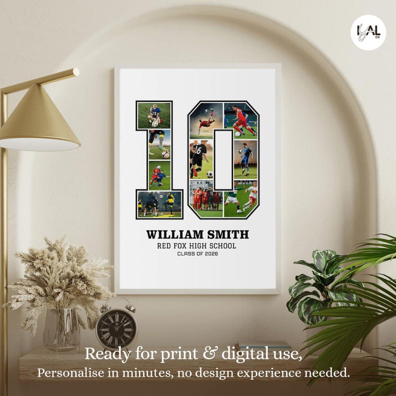 Sports Number 10 Photo Collage Canva Template, Editable Frame for ...