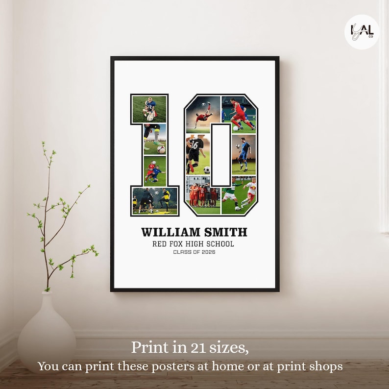 Sports Number 10 Photo Collage Canva Template, Editable Frame for ...