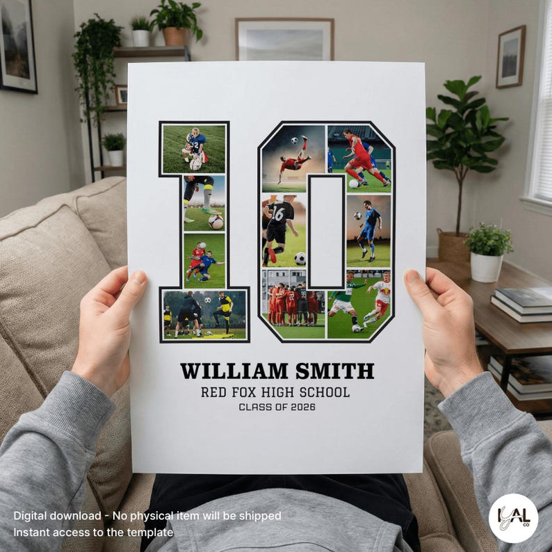 Sports Number 10 Photo Collage Canva Template, Editable Frame for ...