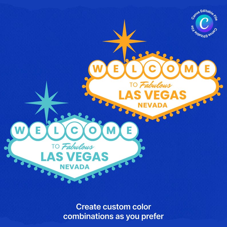 Editable Las Vegas Sign Canva Template, Canva Editable, DIY, Canva Las ...