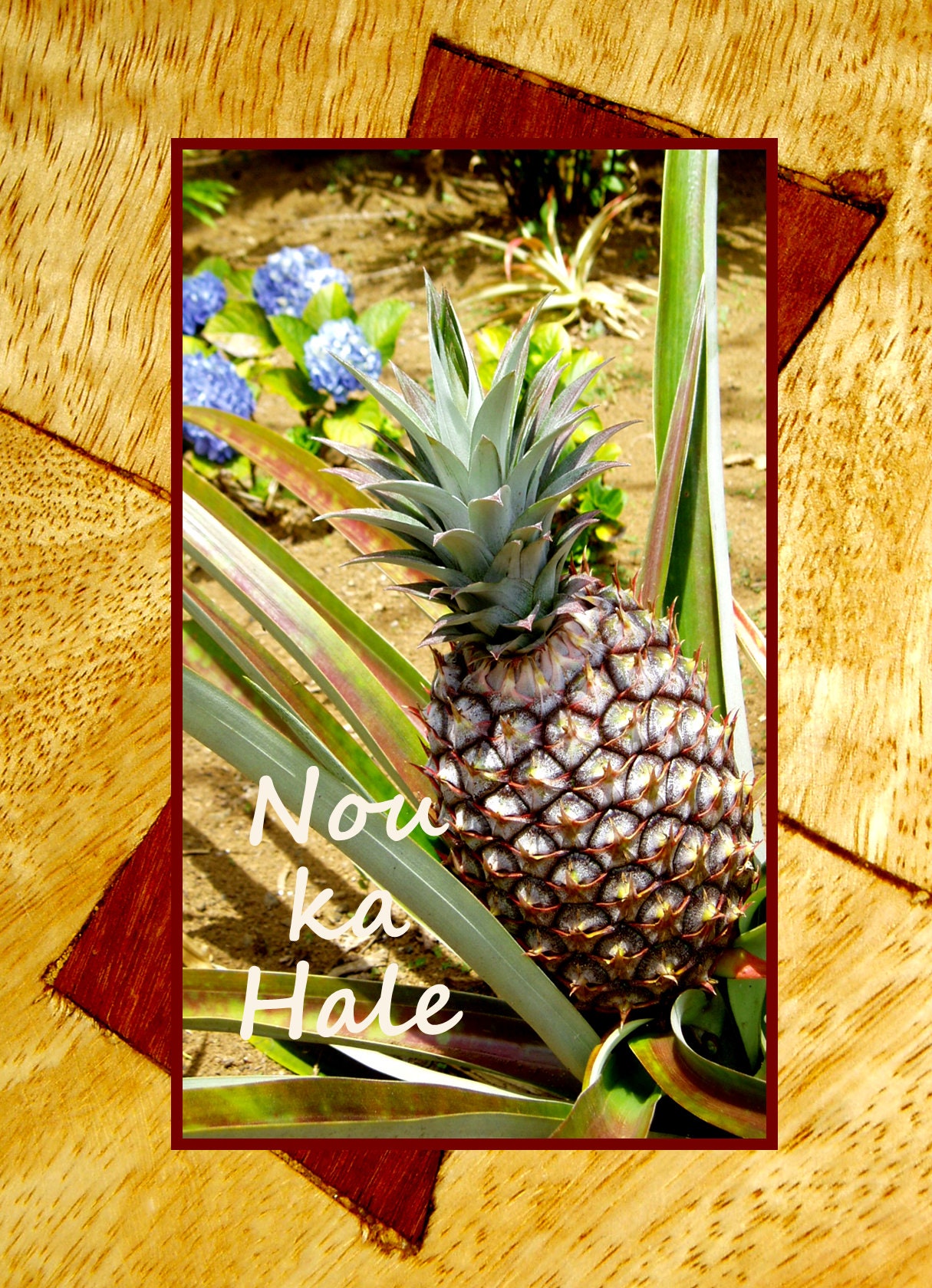 NOU KA HALE Congratulations Pineapple Flowers Koa Wood Congratulations ...