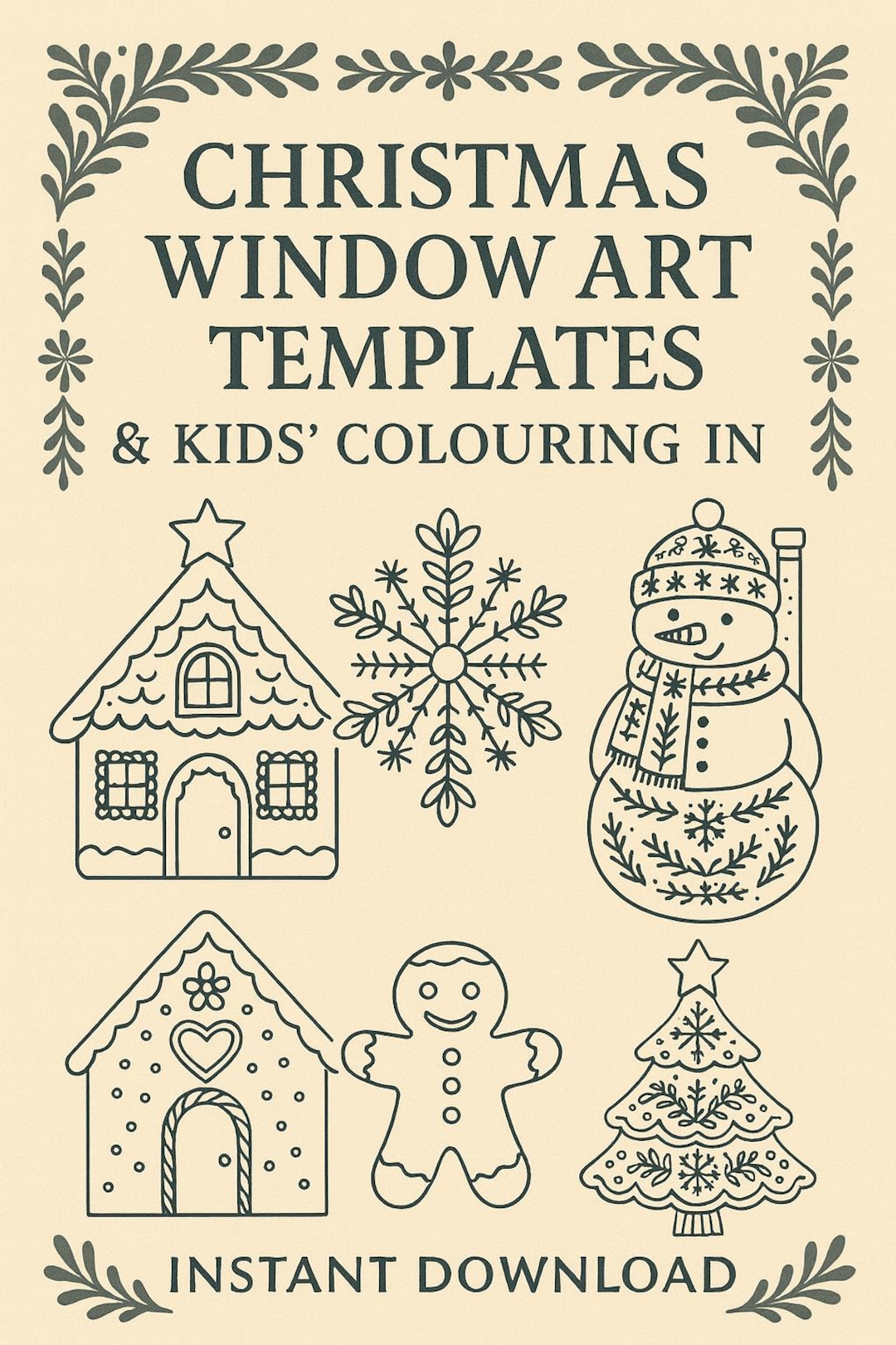 Christmas Window Art Templates & Kids’ Colouring Pages | Printable ...
