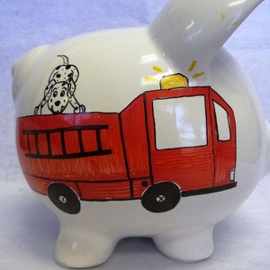 Personalized Piggy Bank Firefighter - Etsy