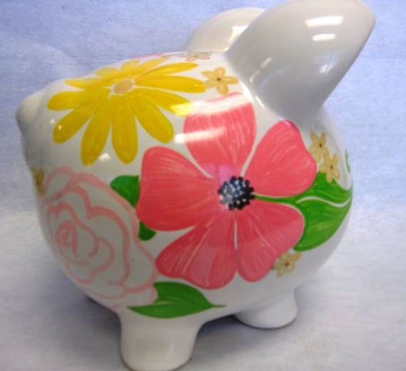 Personalized Piggy Bank Flower Garden | Etsy