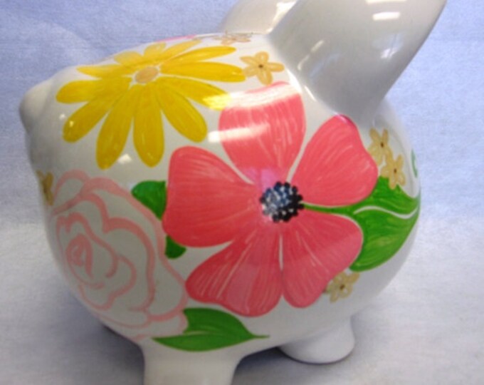 Personalized Piggy Bank Flower Garden - Etsy