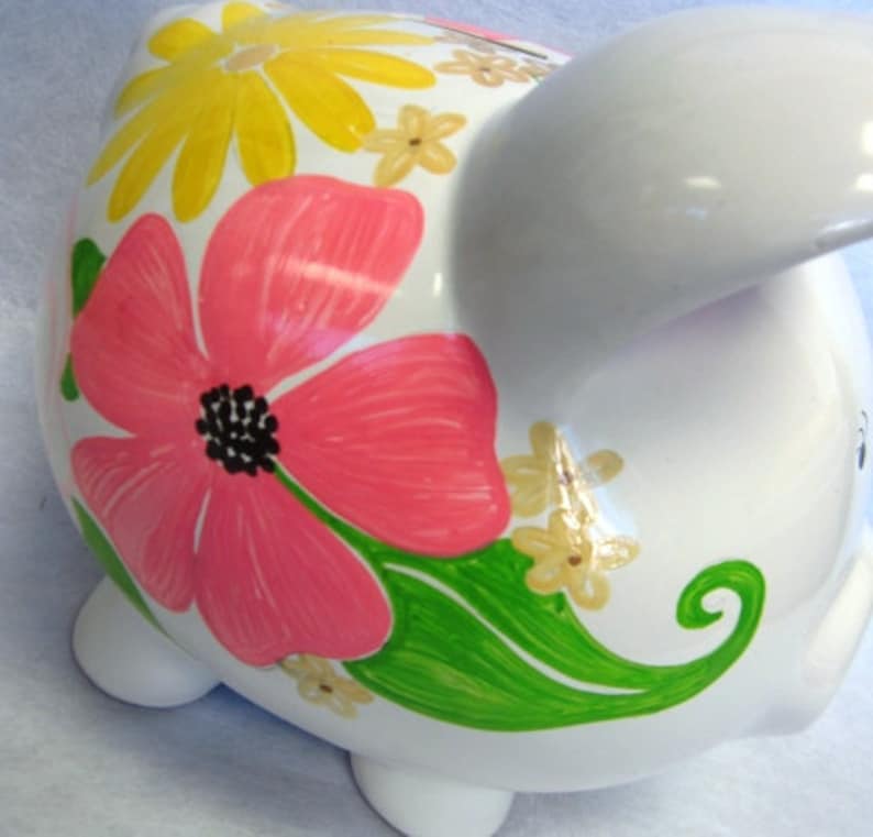 Personalized Piggy Bank Flower Garden | Etsy