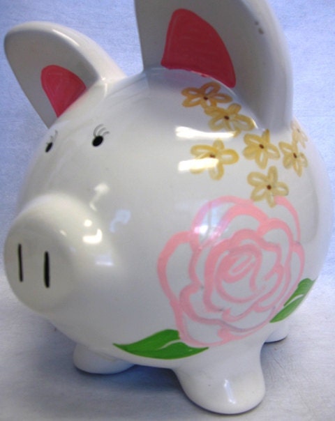 Personalized Piggy Bank Flower Garden - Etsy
