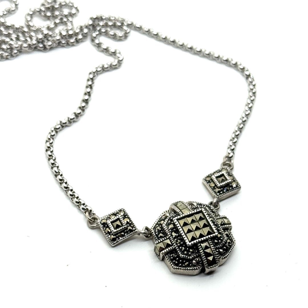 Vintage Sterling Silver Judith Jack Marcasite Lariat Style Necklace - Etsy