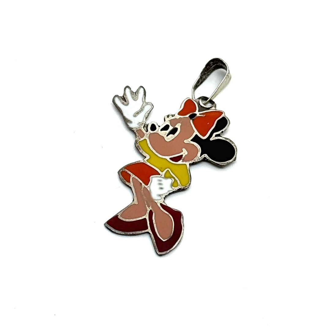 Vintage Sterling Silver Minnie Mouse Mexico Signed Enamel Pendant - Etsy