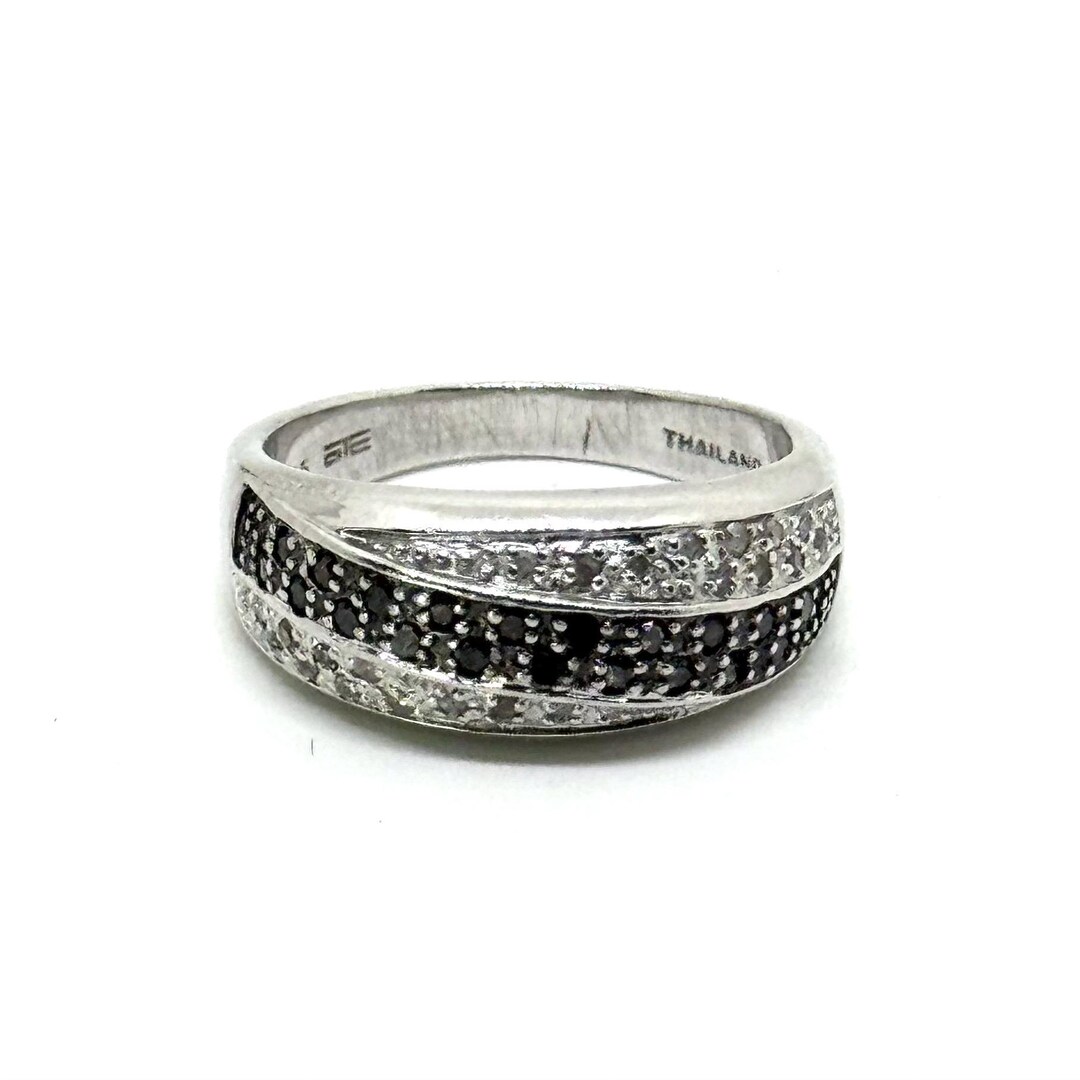 Vintage Sterling Silver OTC Designer Gemstone Crossover Band Size 7.25 ...