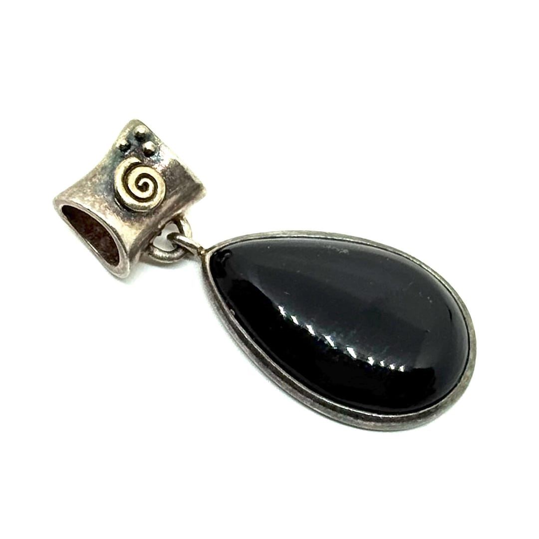Vintage Sterling Silver Boma Black Onyx Boho Style Southwestern Pendant ...
