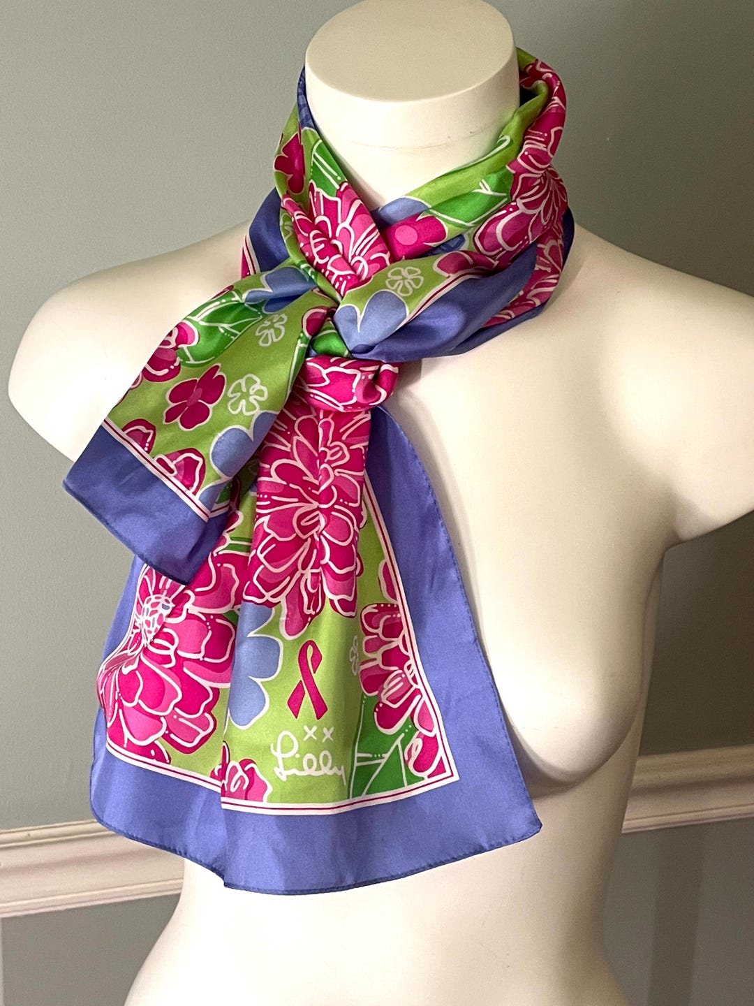 Lilly Pulitzer Long Silk Scarf, Breast Cancer Awareness/survivor, Pink ...