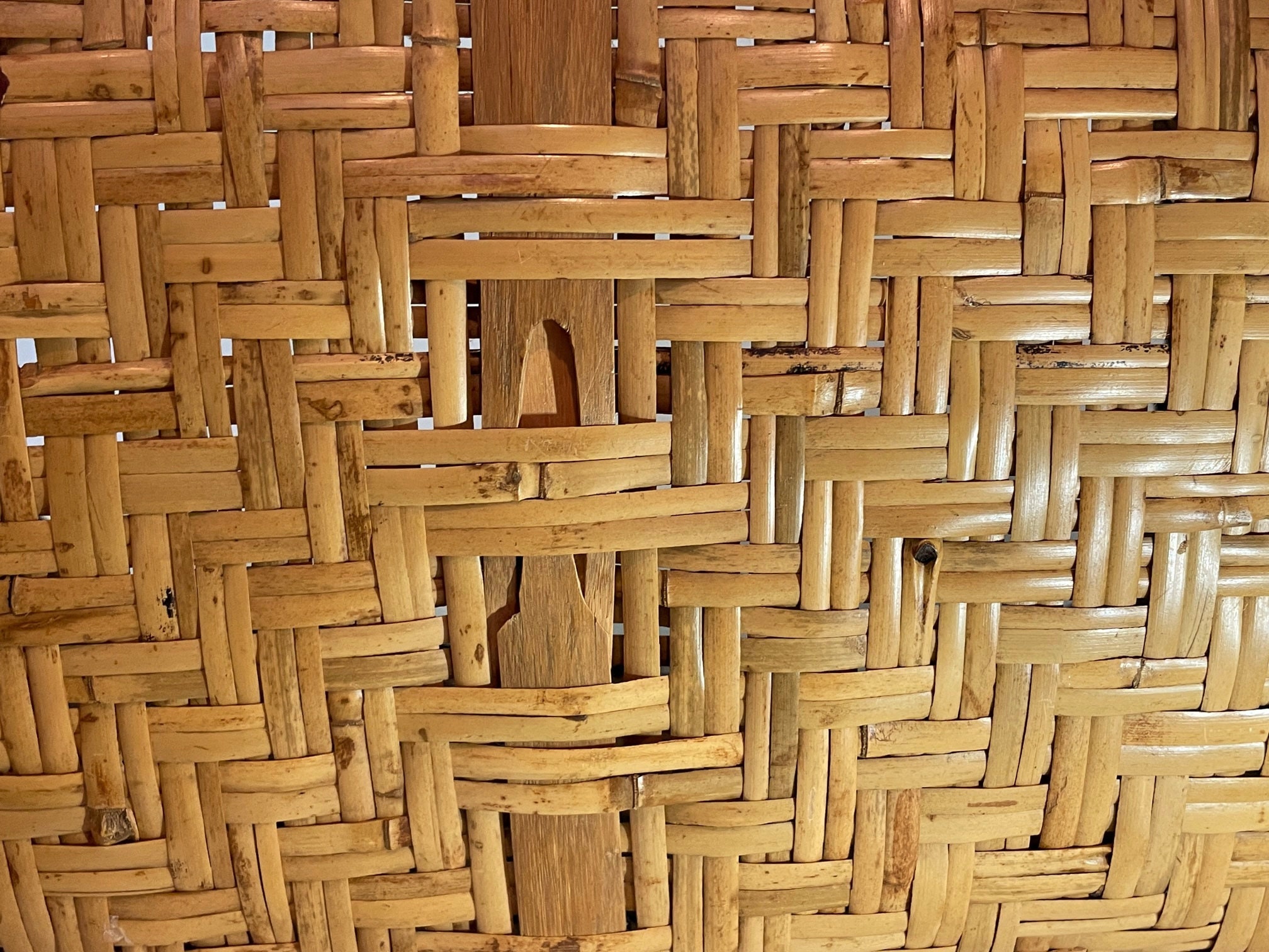 Cherokee River Cane Market Basket, Diamond Pattern, Brown and Red Dyed ...