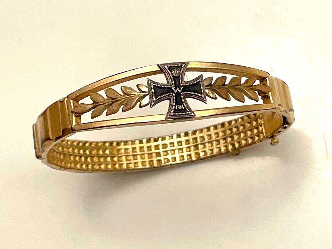 WWI German Iron Cross Bracelet, 1914, Gold Plated Artillery Shell ...