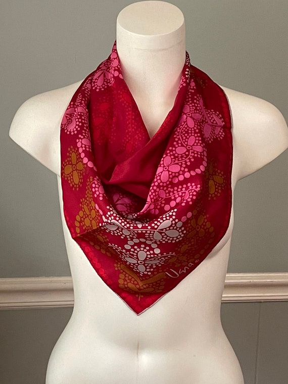 Vintage Vera scarf, red pink abstract floral, NWOT 19… - Gem