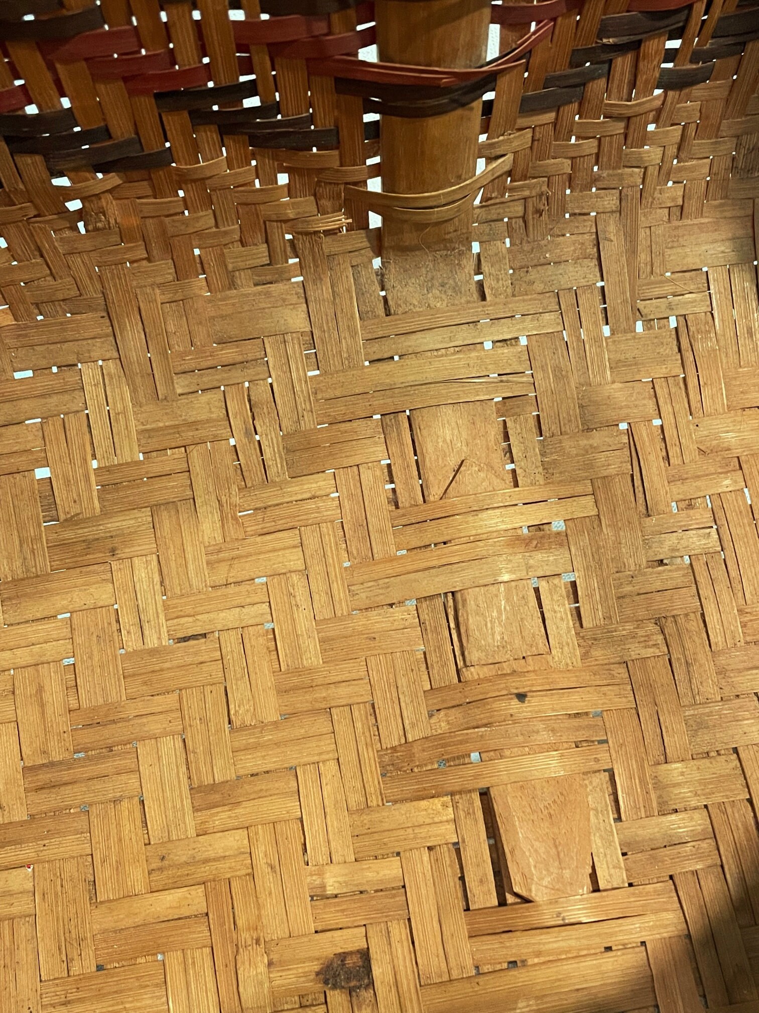 Cherokee River Cane Market Basket, Diamond Pattern, Brown and Red Dyed ...